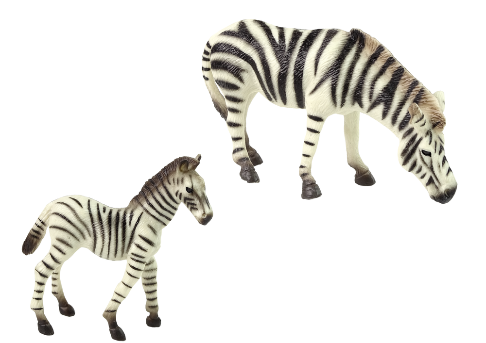 Set 2 figurine, Lean Toys, Zebra cu pui, Alb/Negru - eMAG.ro