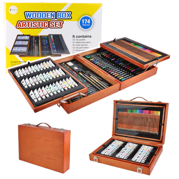 Large Professional Painting Set in a wooden carrying case 174 pieces ...