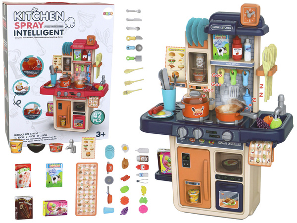 Kitchen Set Interactive Battery Operated Kitchen 63 cm 42 El. Navy ...