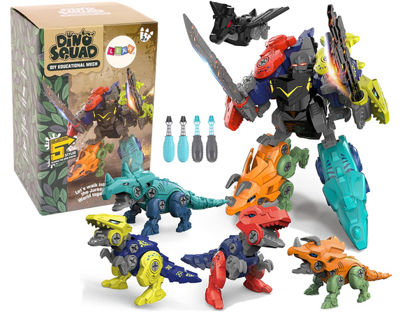 Zestaw Konstrukcyjny Dinozaury 5w1 Zbuduj Dinozaura DIY - LeanToys.pl