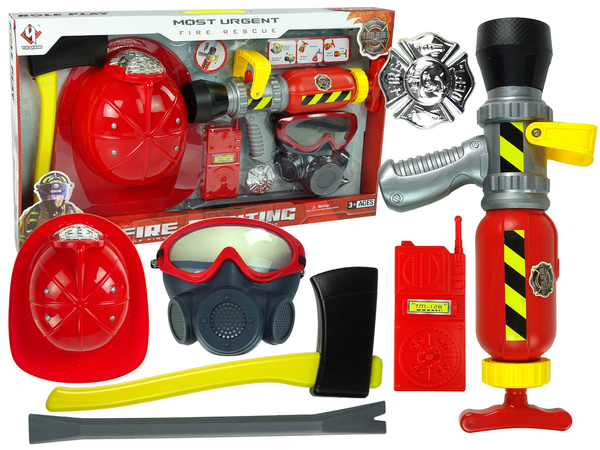 Brigade Set Fire Extinguisher Water Mask Helmet Red | Toys \ Costumes ...