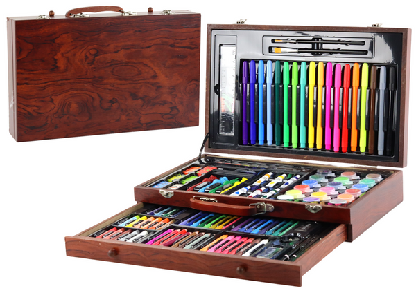 Art Set in a Wooden Suitcase 123 Elements | School & Office \ Art Sets