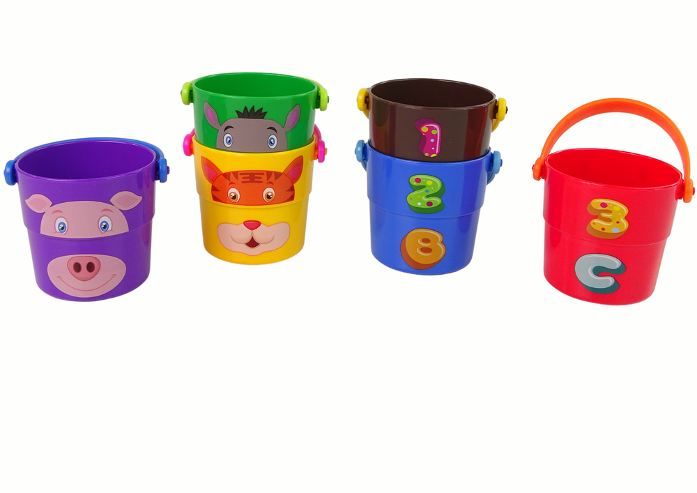 A set of colorful buckets with animals - a pyramid | Toys \ Toys of ...
