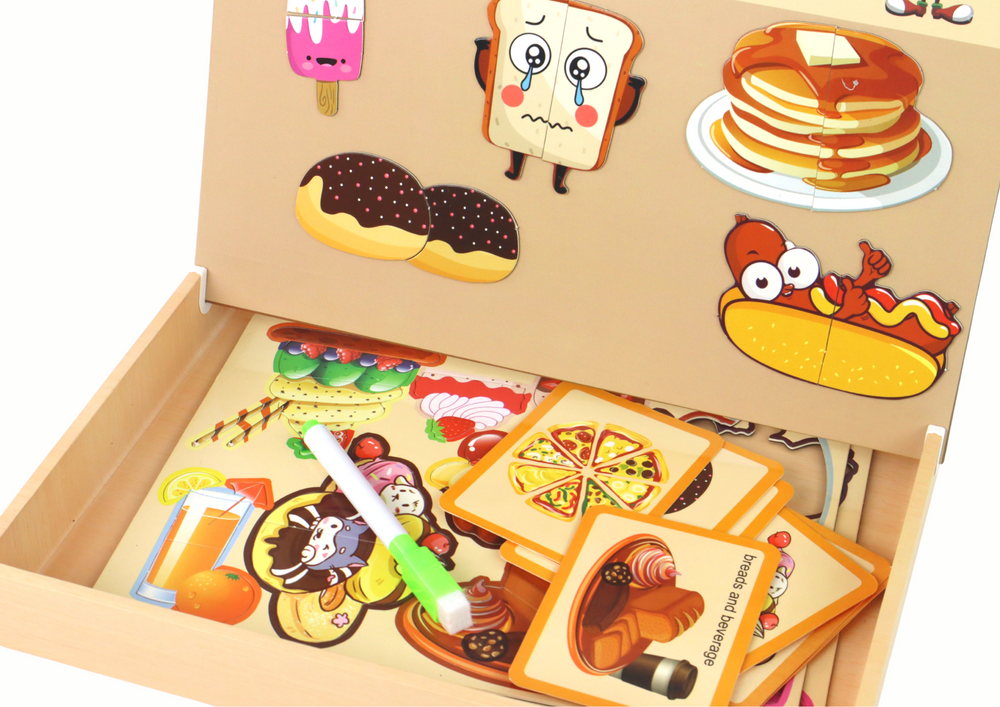 A set of educational magnetic puzzles with a food theme | Toys ...
