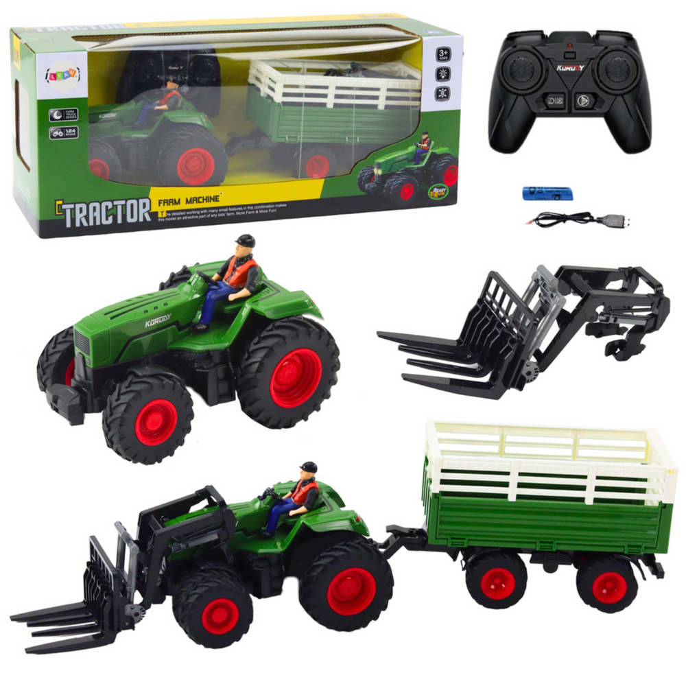 Agricultural Tractor With Trailer And Forks Remote Controlled RC 2.4G ...