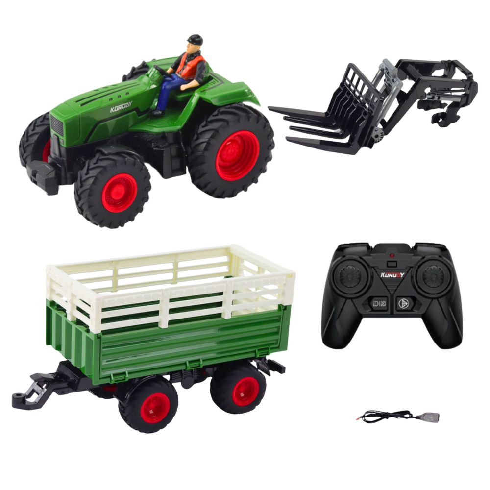 Agricultural Tractor With Trailer And Forks Remote Controlled RC 2.4G ...