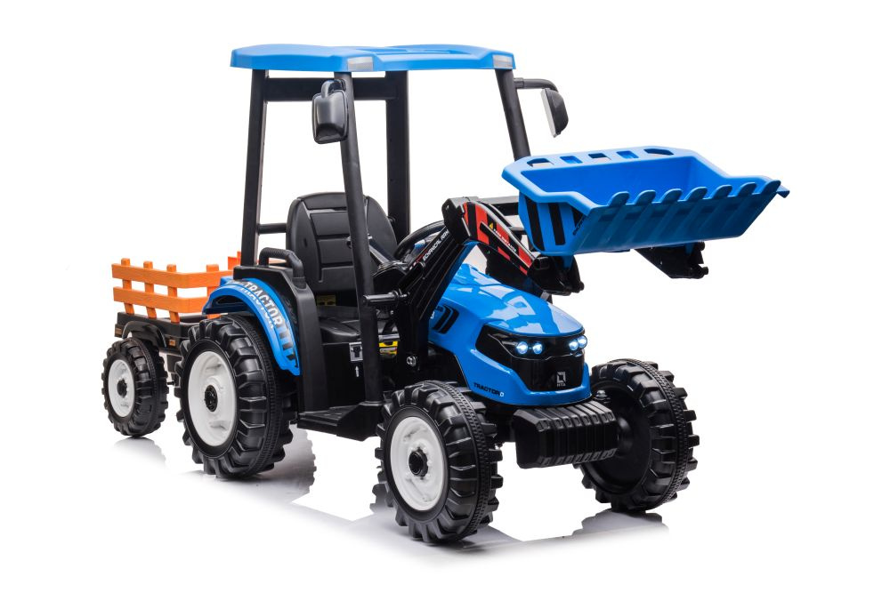 Battery-operated tractor with trailer Hercules Blue 24V | Electric Ride ...