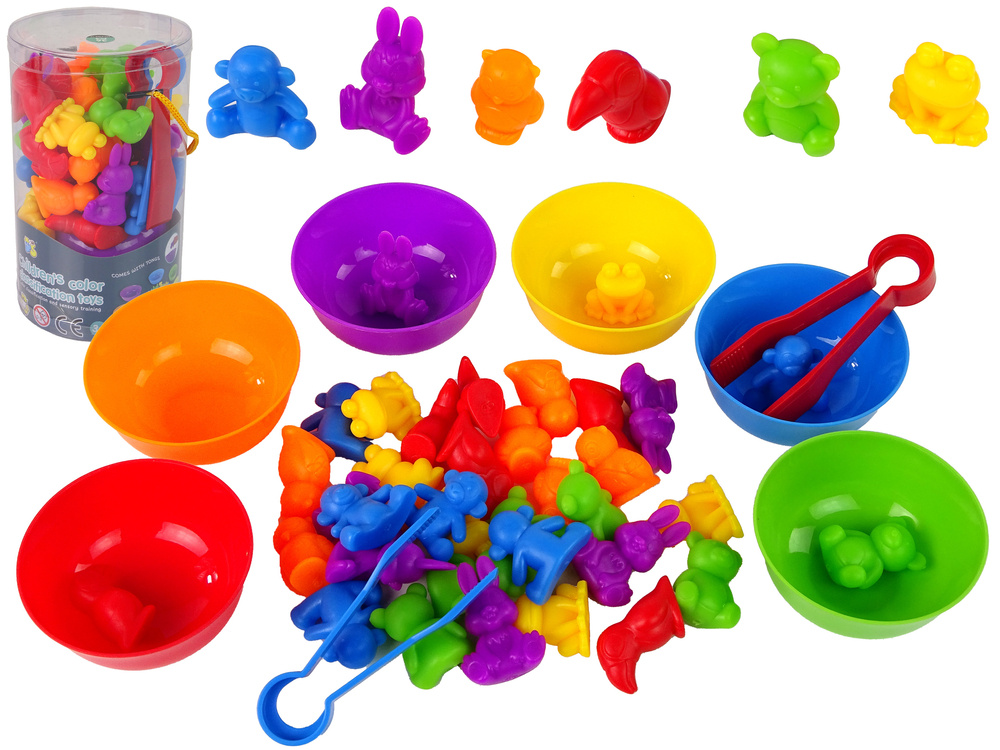 Colour Sorting Toy Animals Teddy Bear Frog 36 Pieces | Toys ...