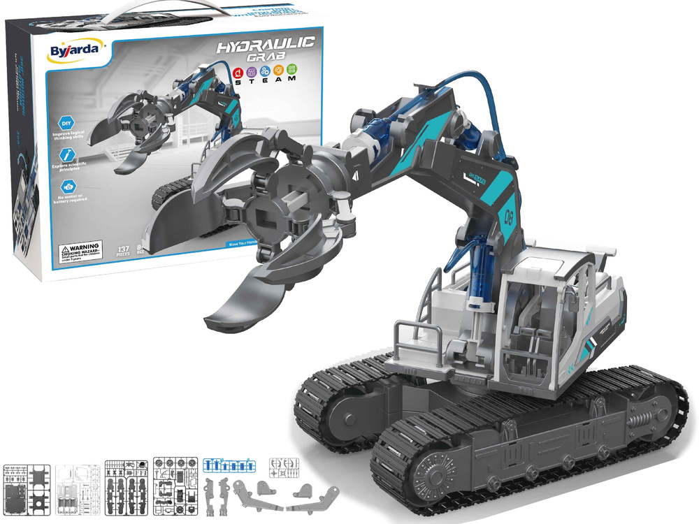 DIY Hydraulic Crawler Excavator Assemble Grabber 137 Pieces | Toys ...