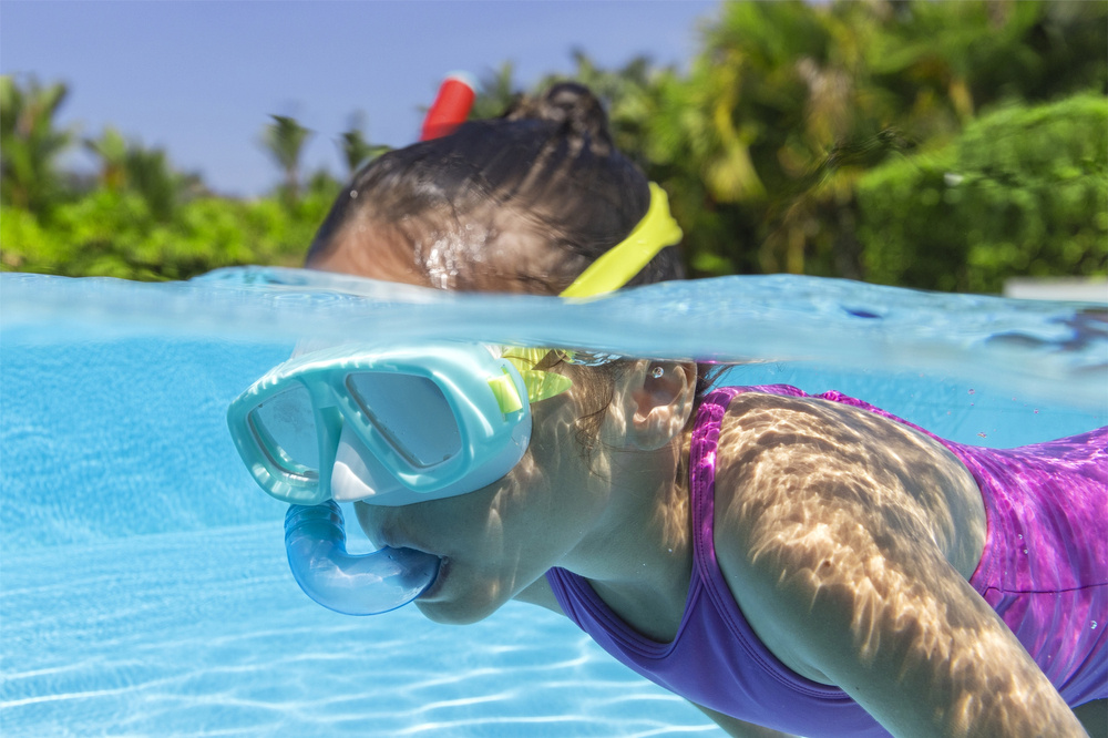 Diving Mask With Snorkel Blue Bestway 24018 | Swimming Pools ...