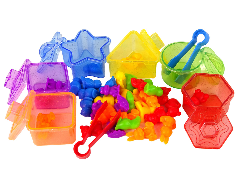 Educational Sorting Toy Rubber Animals Glitter Bins 36 Pieces | Toys ...