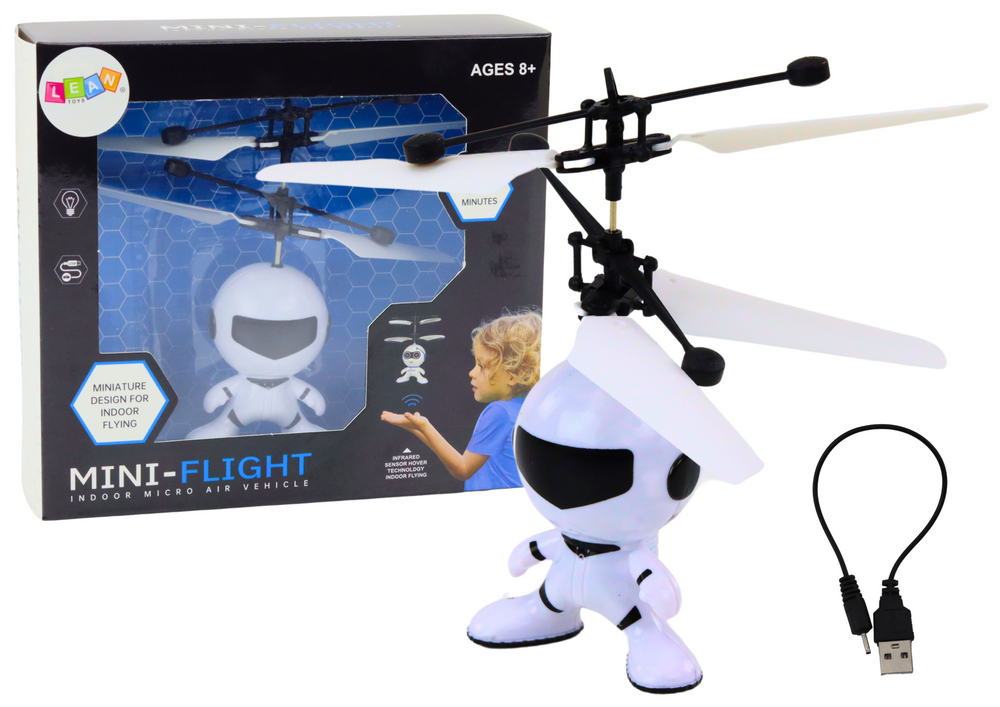 Flying Astronaut Hand Controlled Drone Helicopter White