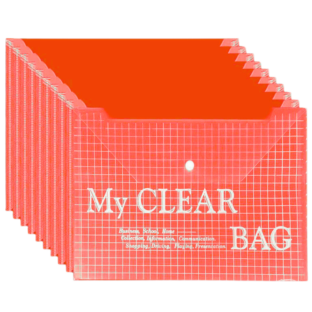 Folder Envelope With Clasp Transparent Red A4 20 Pieces | School ...