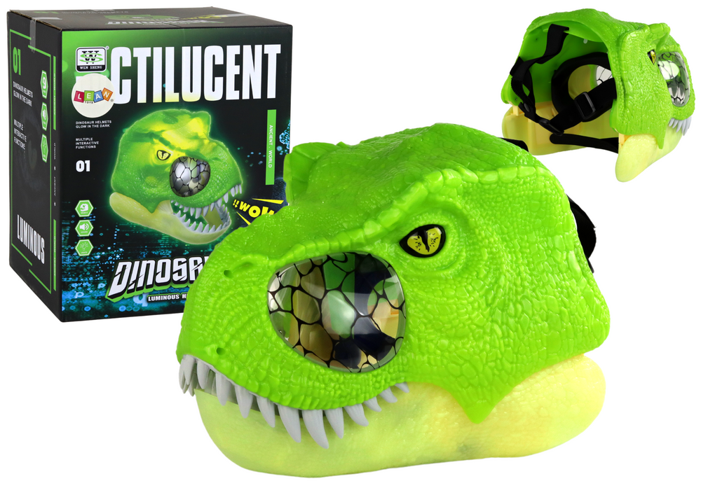 Green Dinosaur Mask Adjustable Headband Lights Sounds | Toys \ Costumes ...