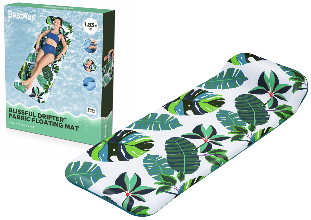 Inflatable Mattress Floating Palm Leaves on Water 43731 | Swimming ...