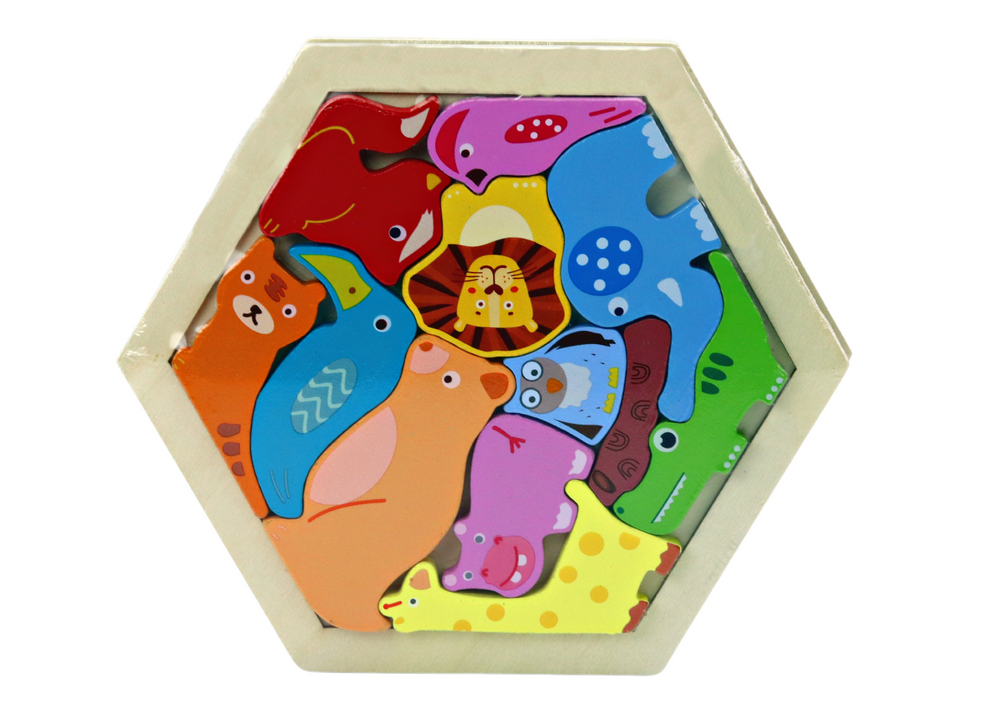 Jigsaw Puzzle Animals Wooden Blocks Colorful 12 pieces. | Toys \ Wooden ...