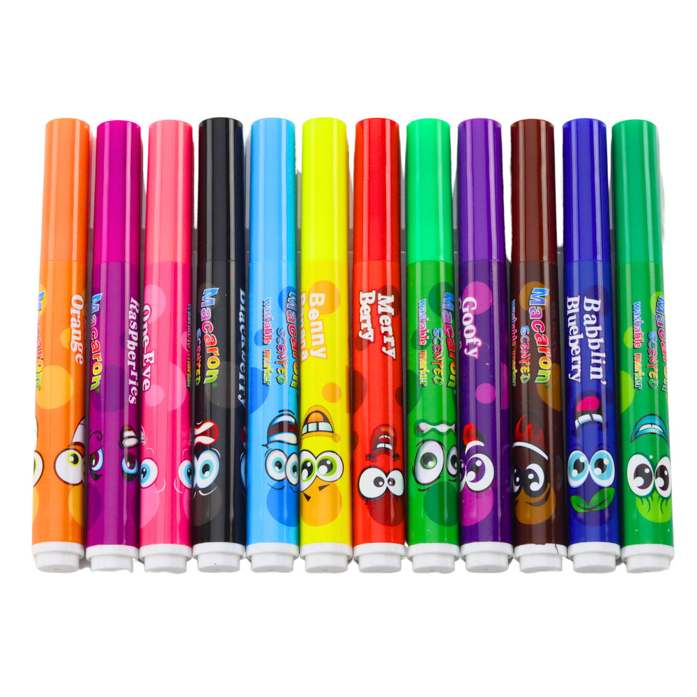 Markers, felt-tip pens, intense colors, fragrant, 12 pcs. | School ...
