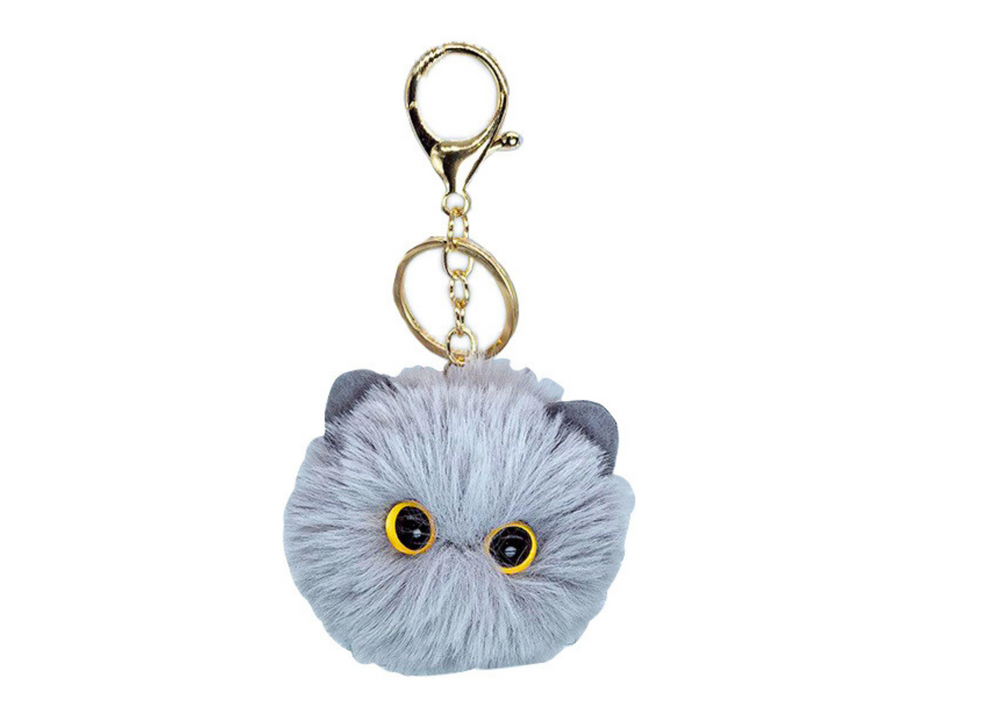 Plush Cat Keychain Ornament Eyes Ears Gray | Toys \ Jewellery making