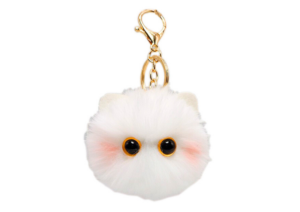Plush Cat Keychain Ornament Eyes Ears White | Toys \ Jewellery making