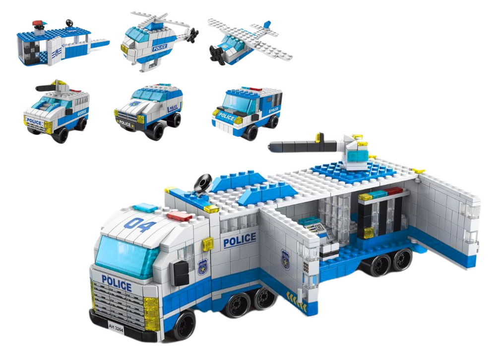 Police Truck Construction Bricks 6in1 Set Police Vehicles 1000pcs ...