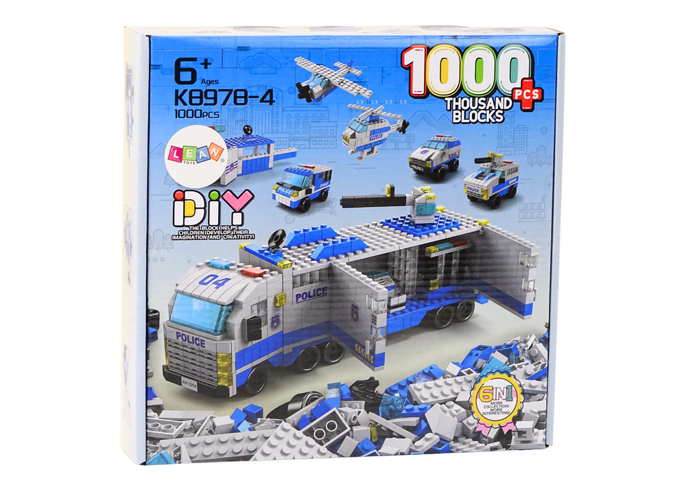 Police Truck Construction Bricks 6in1 Set Police Vehicles 1000pcs ...