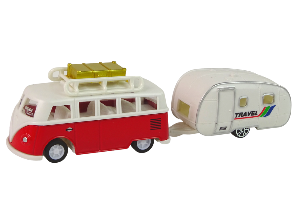 Red Bus with Camping Trailer vehicle set | Toys \ Cars \ Zestawy