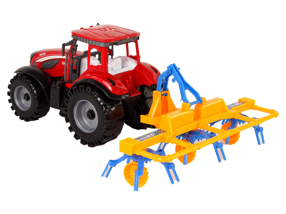 Red Tractor with Rake Friction Drive | Toys \ Tractors