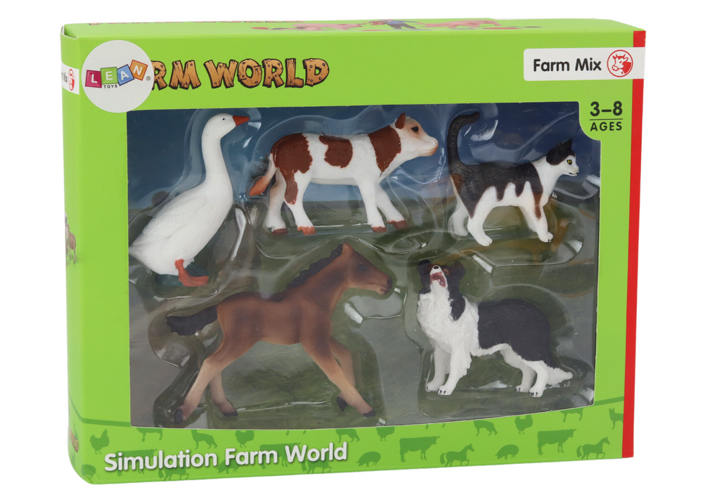 Rural Animals Figure Set 5 Pieces Horse Cow Cat Goose Dog | Toys ...