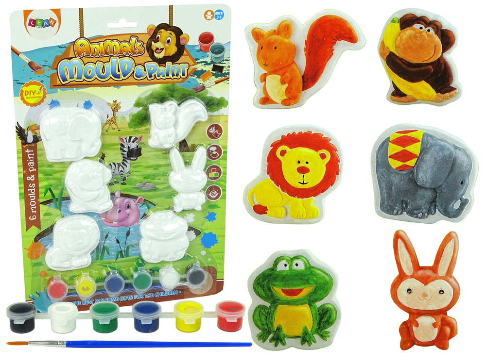 Set Plaster Casts To Paint Animals Lion Elephant Frog | Toys \ Creative ...