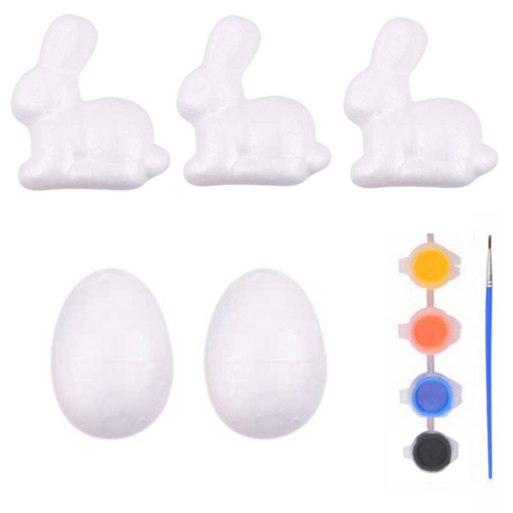 Set for painting styrofoam decorations 3 bunnies 2 eggs paints | Toys ...