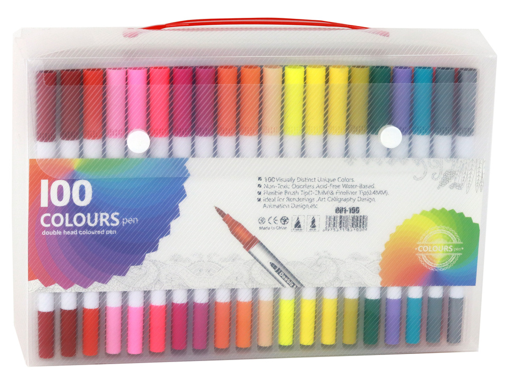 Set of 100 colored marker pens in an organizer | School & Office ...