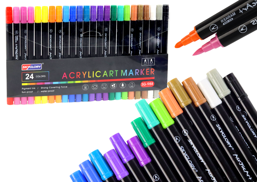 Set of 24 double-sided markers for ceramics, glass and clothes ...
