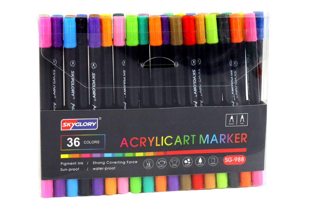 Set of 36 double-sided markers for ceramics, glass and clothes ...