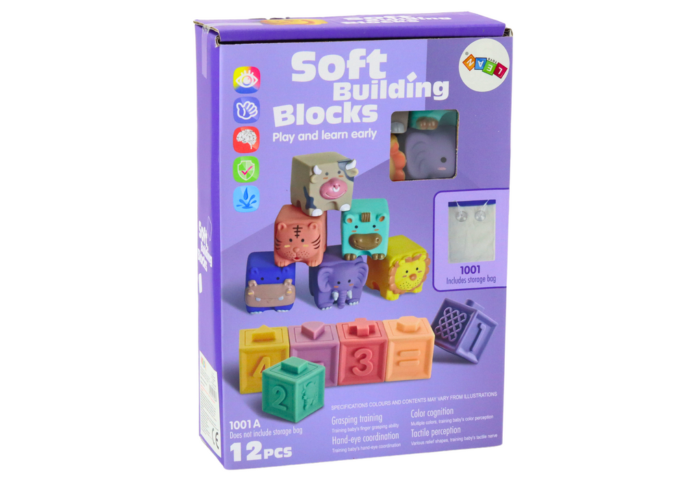 Soft Educational Blocks Animals Numbers Letters Colorful 12 Pcs | Toys ...