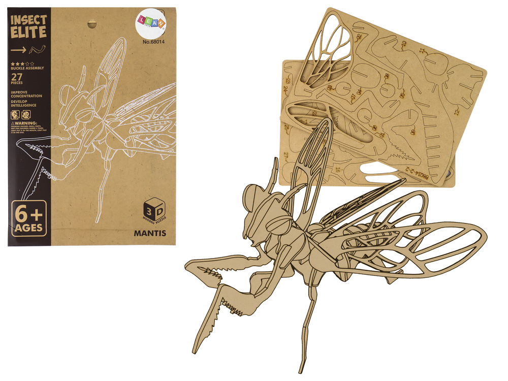 Wooden 3D Spatial Puzzle Mantis Educational Assemblage 27 Pieces | Toys ...