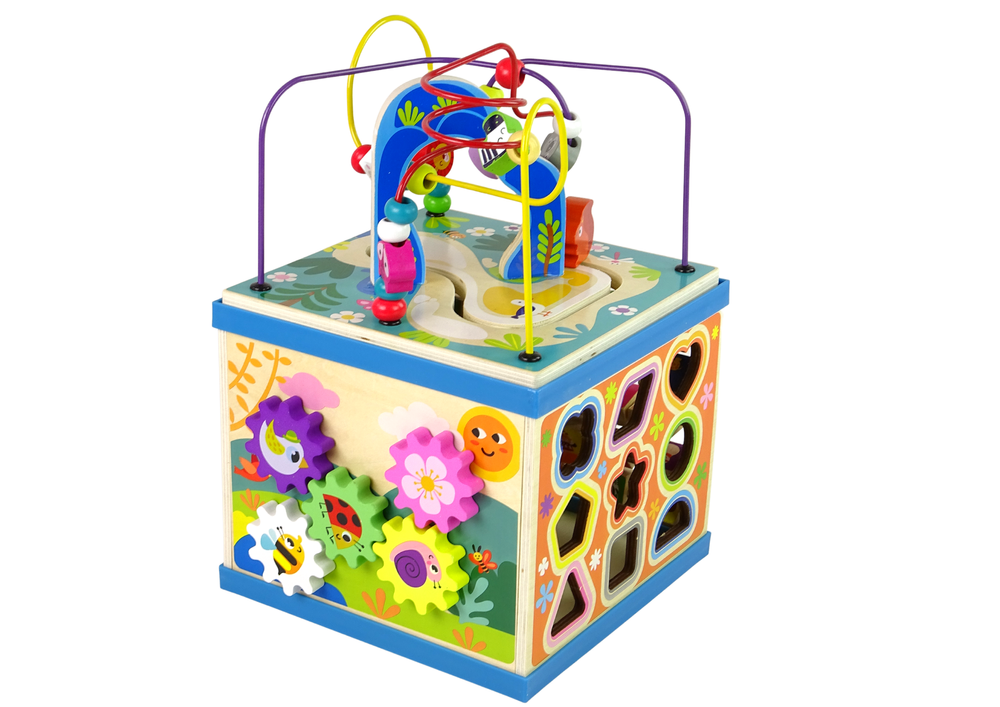 Wooden Educational Cube Sorter Animals Labyrinth Toothed Wheels | Toys ...