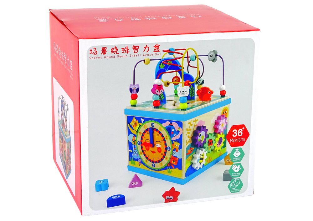 Wooden Educational Cube Sorter Animals Labyrinth Toothed Wheels | Toys ...