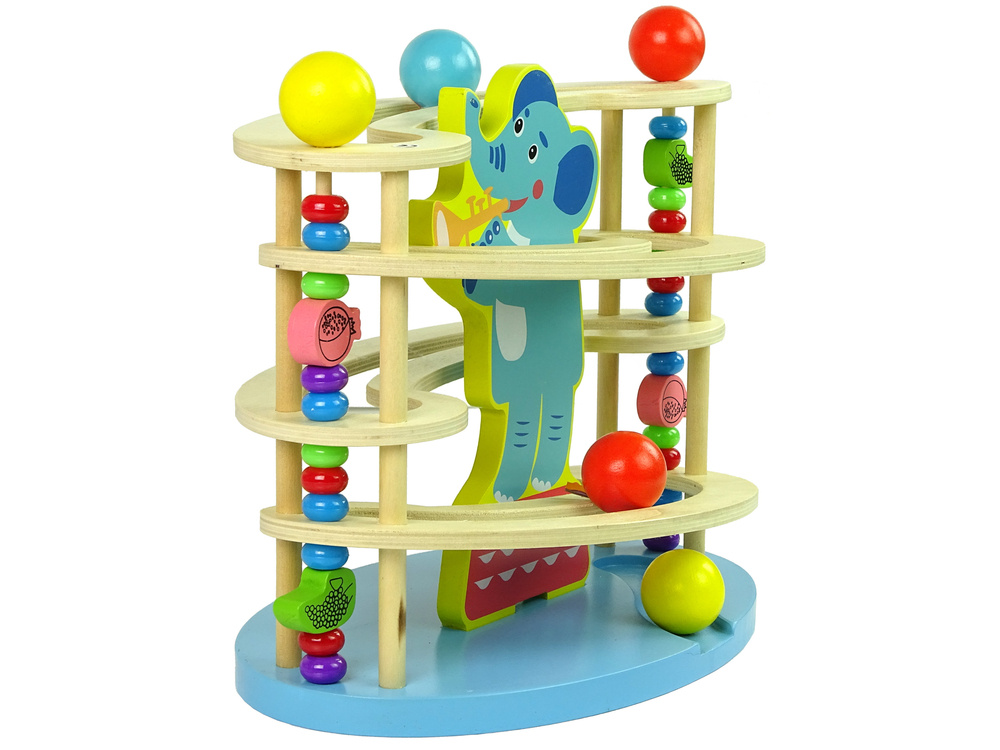Wooden Elephant Ball Slide Beads | Toys \ Zabawki drewniane \ Gry