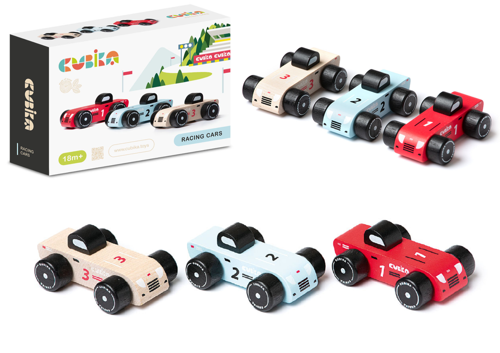 Wooden Set of Three Racing Cars 15474 | Wooden Toys \ Educational