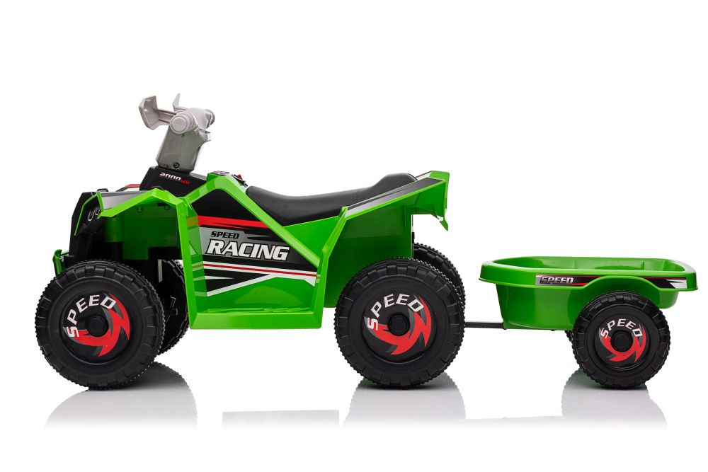 XMX630T Green Battery Quad Bike With Trailer | Electric Ride-on ...