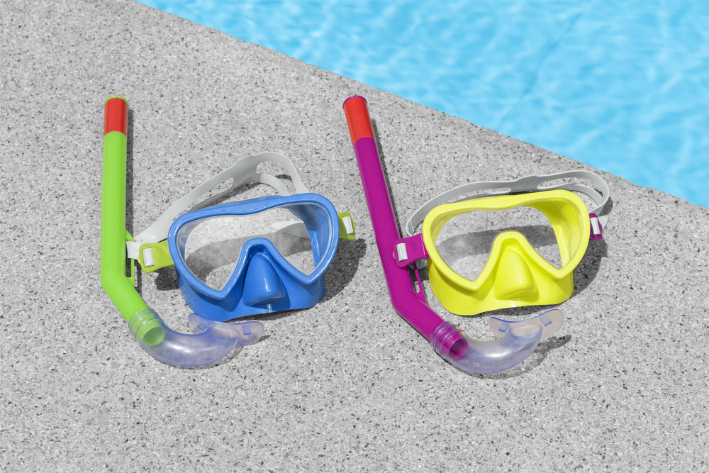 Yellow and Pink Diving Mask with Snorkel Bestway 24036 | Swimming Pools ...