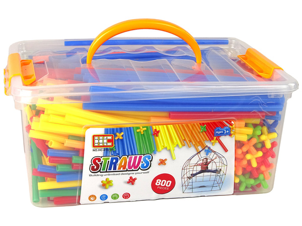 Large Building Block Set in a Box Construction Straws 800 Pieces ...