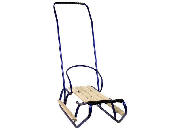 Metal Sled with Push Bar Backrest Strap Blue | Sport & Outdoor \ Sledges