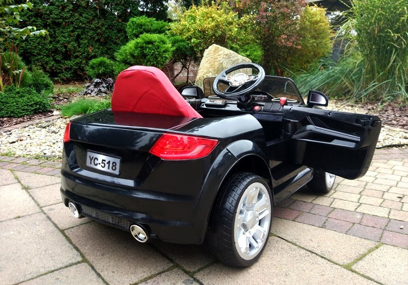 Kinderauto mit Akku YC518 Schwarz Auto für Kinder 2.4G LED Lichter ...