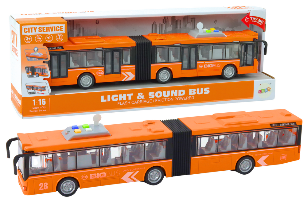 Articulated City Bus 1:16 Drive Lights Sounds Drive Orange | Toys ...