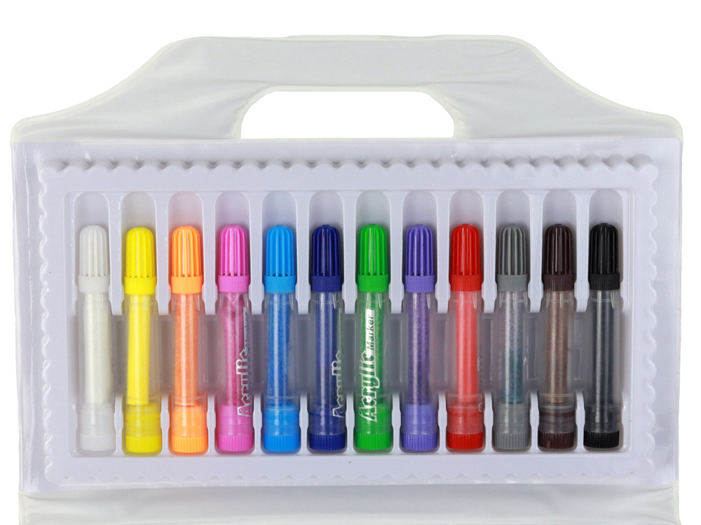 Set of Colored Acrylic Markers in a Suitcase, 12 Pieces | School ...
