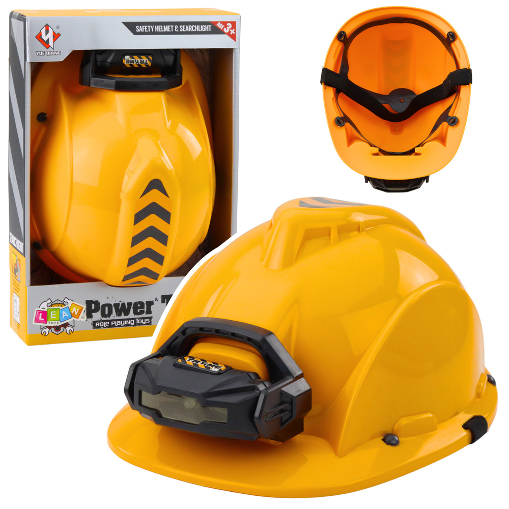 Children's Construction Helmet with Headlamp Chin Strap Yellow | Toys ...