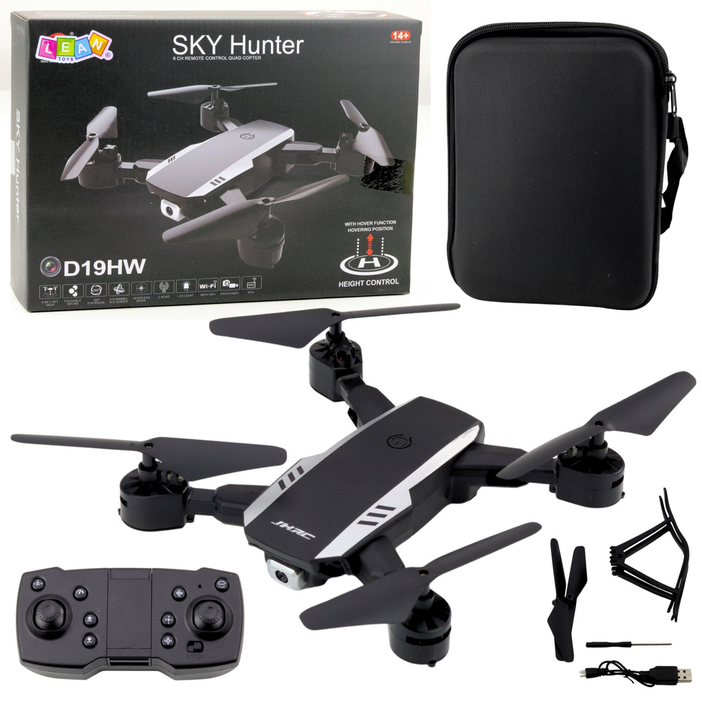 Dron Sky Hunter D19HW Kamera FVP Wi-Fi Pilot Z Uchwytem Na Telefon Etui - LeanToys.pl