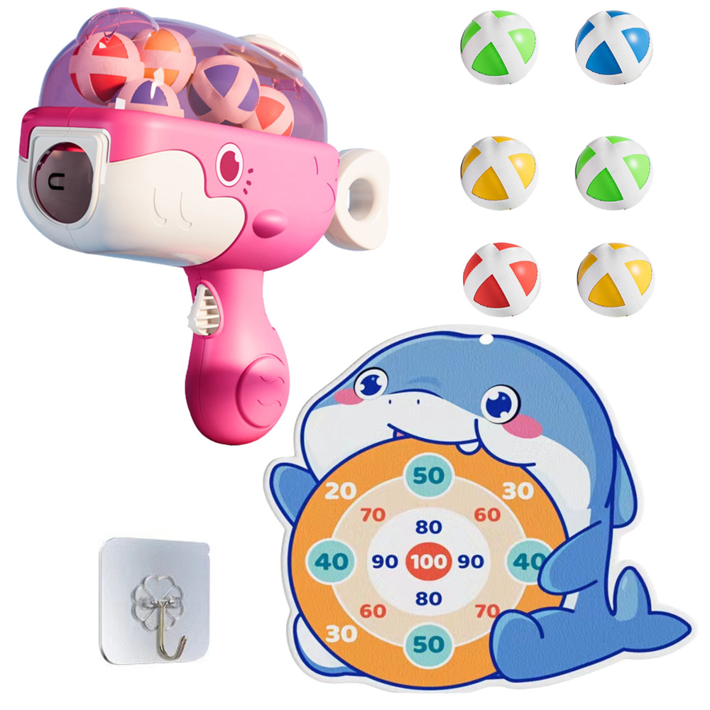 Velcro Ball Gun with Fabric Target Whale Pink | Toys \ Games \ Gry ...