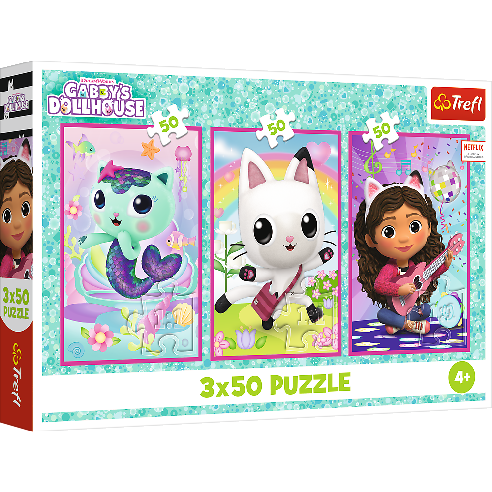 Puzzle 3x50 - Meet Gabby and the Gabbys Dollhouse Trefl 34876 | Toys ...